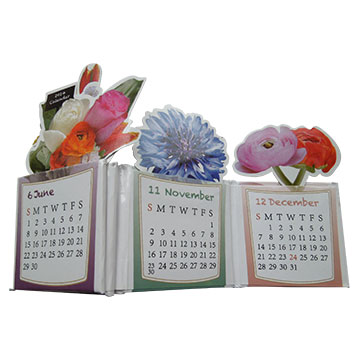 Foldable promotional magnetic calendar with flower design | Global Sources