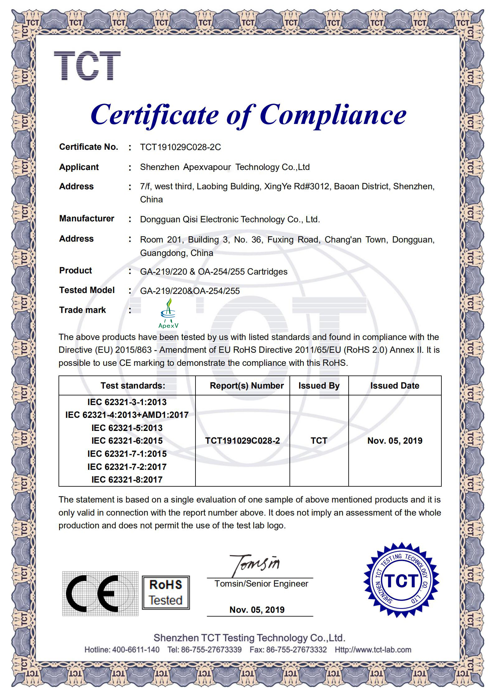 Buy Wholesale China Apexvape Child Proof Box Cartridge Set 510 Ceramic ...