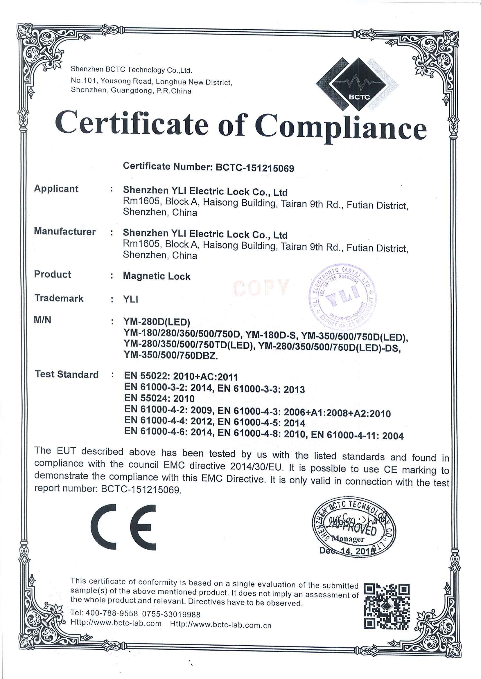 Buy Wholesale China Yli Electronic Em Lock Electromagnetic Lock Ym-60n Mini Single Door Electric ...