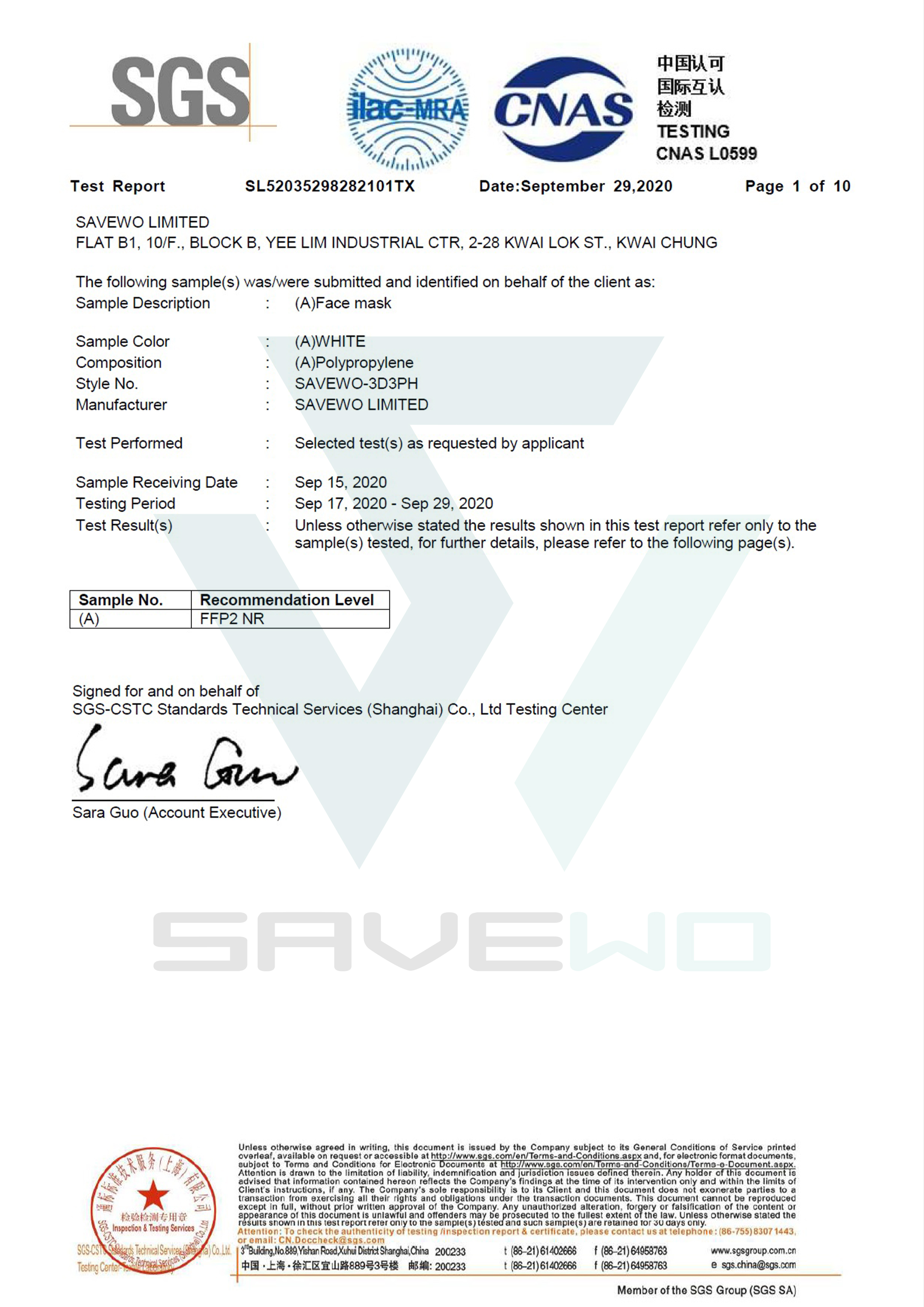 Savewo Kuro Disposable Mask, Qualified with EN149 FFP2,ASTM level3 ...