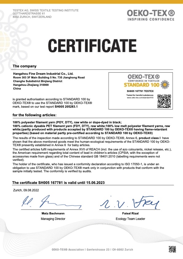 Buy Wholesale China Factory Sale Recycled Yarn Dty 75d/72f Fd Rw Grs Certificate Full Dull Raw ...