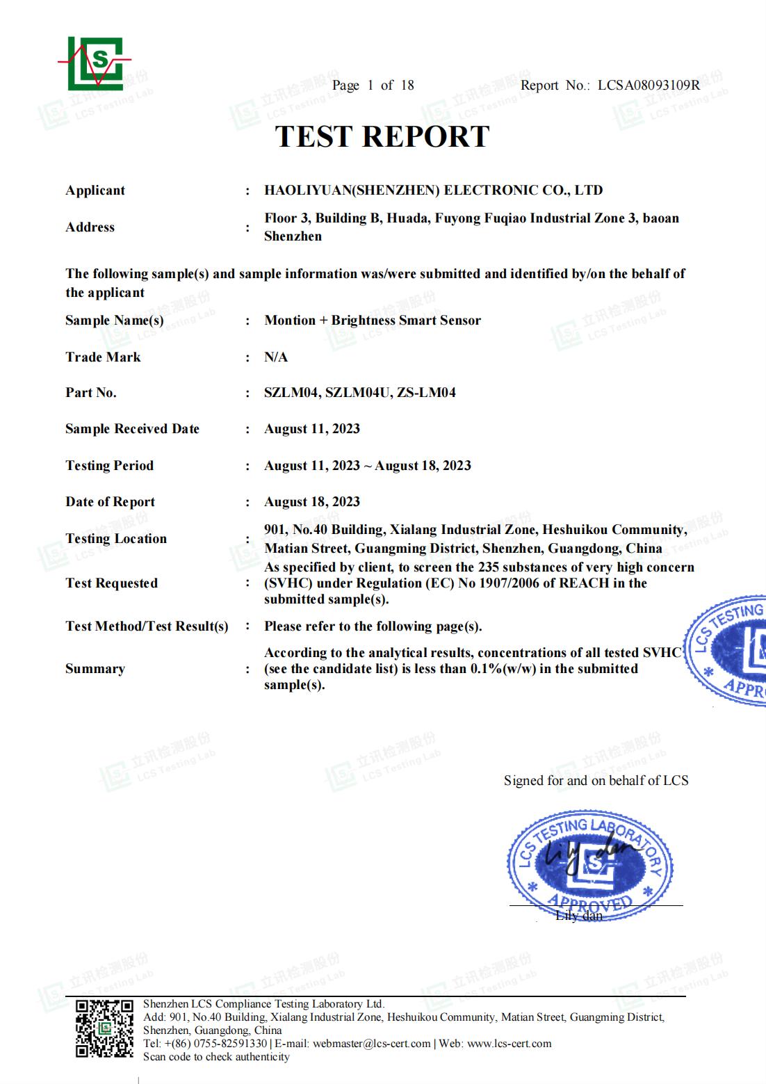 Company Overview of China Sensor Manufacturer - HaoliYuan (Shenzhen ...