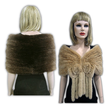 Brown-and-ivory rabbit fur shawl | Global Sources