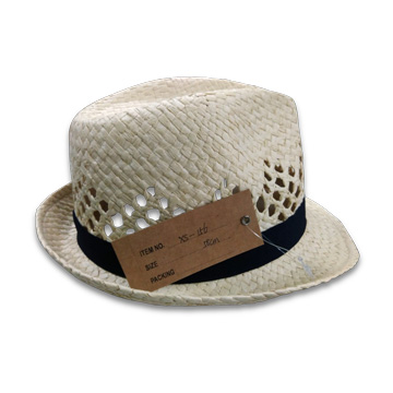 Handwoven straw hat has hollow-out design