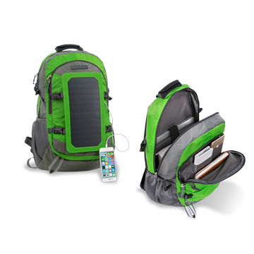 Charging backpack equipped with solar panel