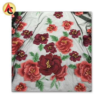 Polyester mesh fabric with floral embroidery | Global Sources