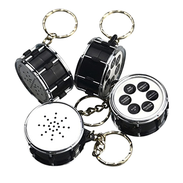 Snare drum keychain plays prerecorded sounds | Global Sources
