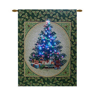 Christmas tree tapestry twinkles with lights | Global Sources