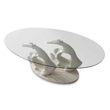 Coffee table has two fish-shaped fiberglass legs | Global Sources