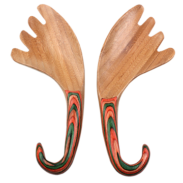 Salad claws in natural/color-impregnated bamboo | Global Sources