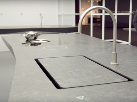 Interactive countertop has gesture-controlled "disappearing" sink ...