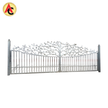 Gate features stamped, welded steel flowers on branches | Global Sources