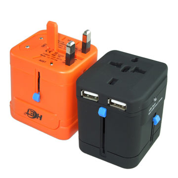 Universal travel adapter includes two USB ports | Global Sources